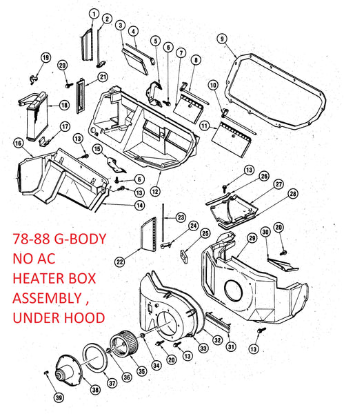 HEATER HOUSING ASSMY, NO AC USED 78-88 G-BODY – Chicago Muscle Car ...